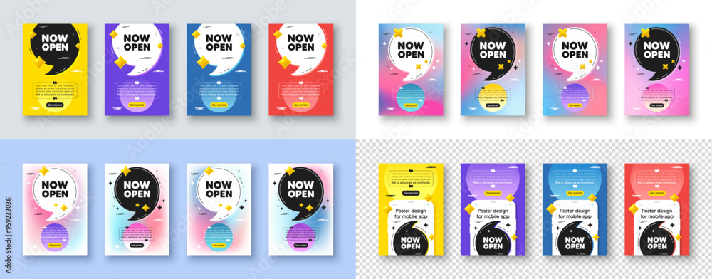 Poster templates design with quote, comma. Now open tag. Promotion new ...