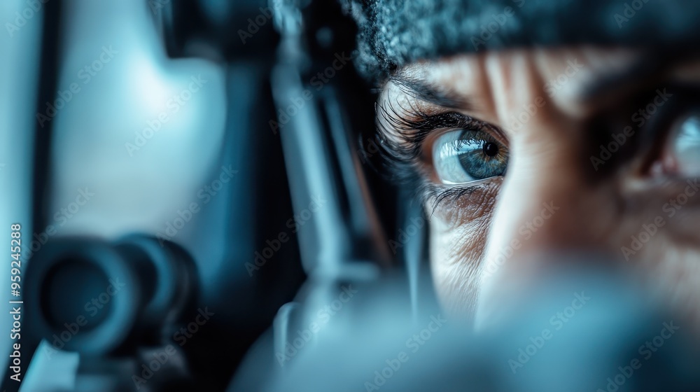 This close-up image captures a clear view through a rifle scope under ...