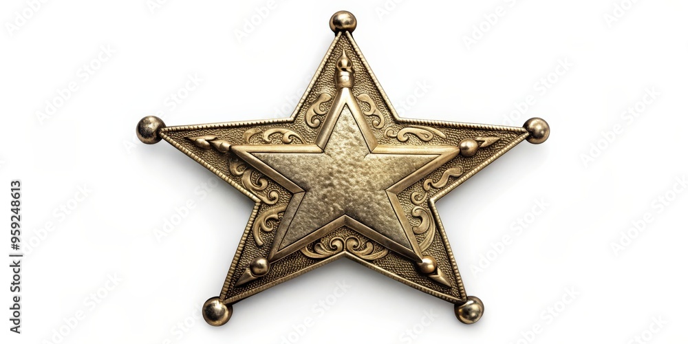 Sheriff badge with star shape and intricate detailing, sheriff, badge ...