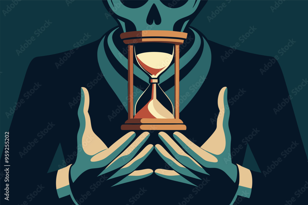 Time guardian grim reaper holding hourglass. Symbol of time life and ...