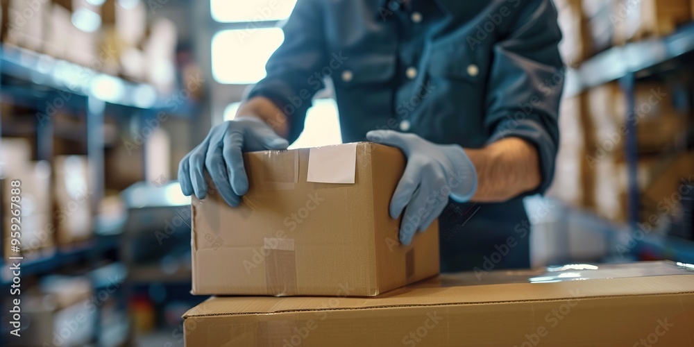 Efficient factory packaging and distribution area with workers ...