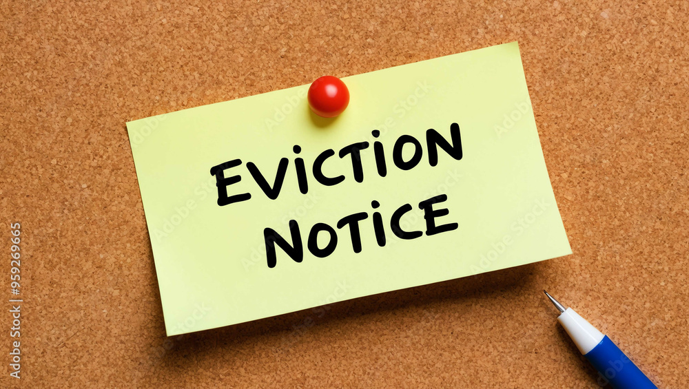 eviction notice word written on a note sticky on corkboard Stock ...