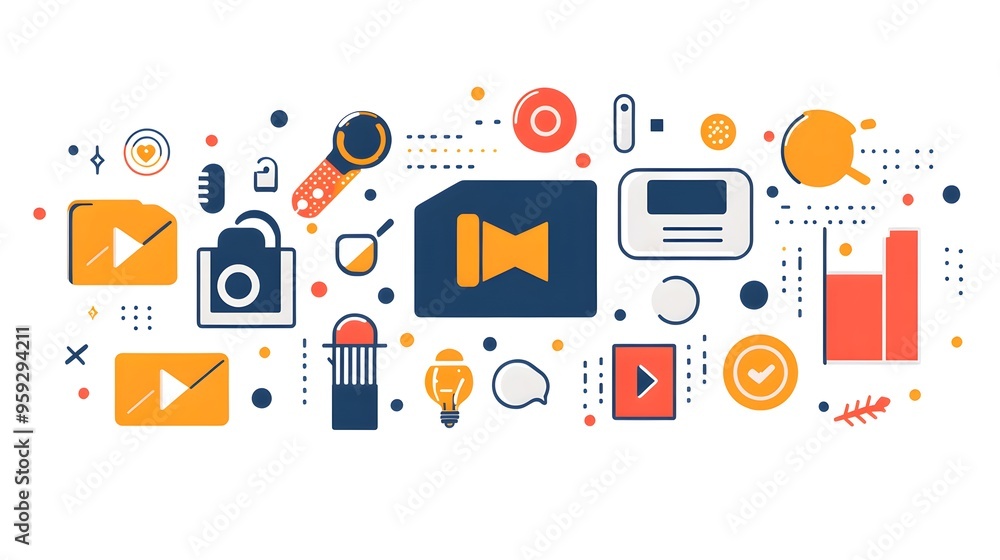 Flat design of a digital marketing ad with consistent iconography and ...