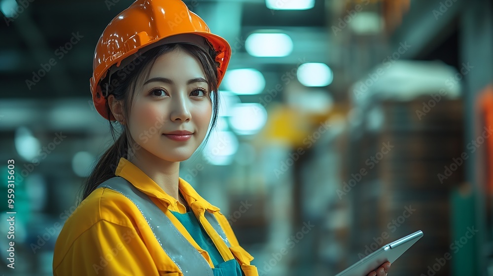 Female woman lady labor employee labour construction look see watch ...