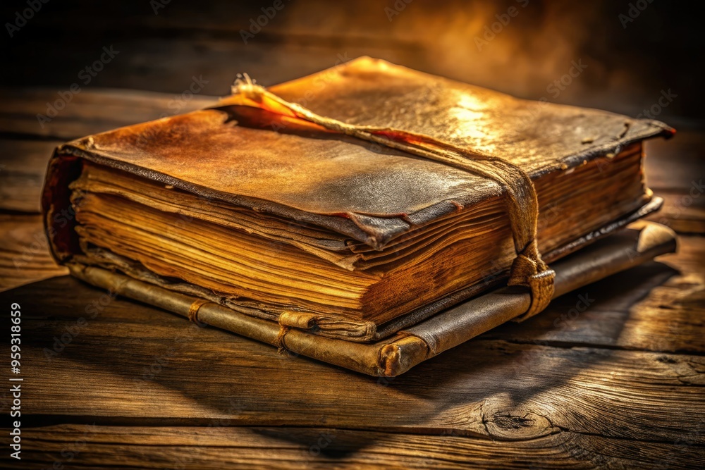 weathered old book page yellowed white paper torn corners worn leather ...