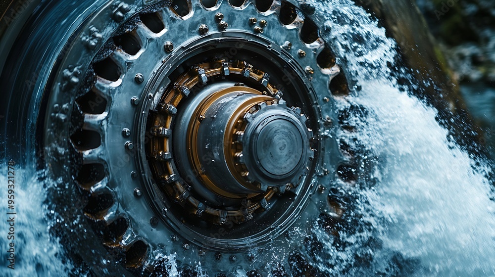 Pelton turbine Detailed closeup photograph of a Pelton Turbine that was ...