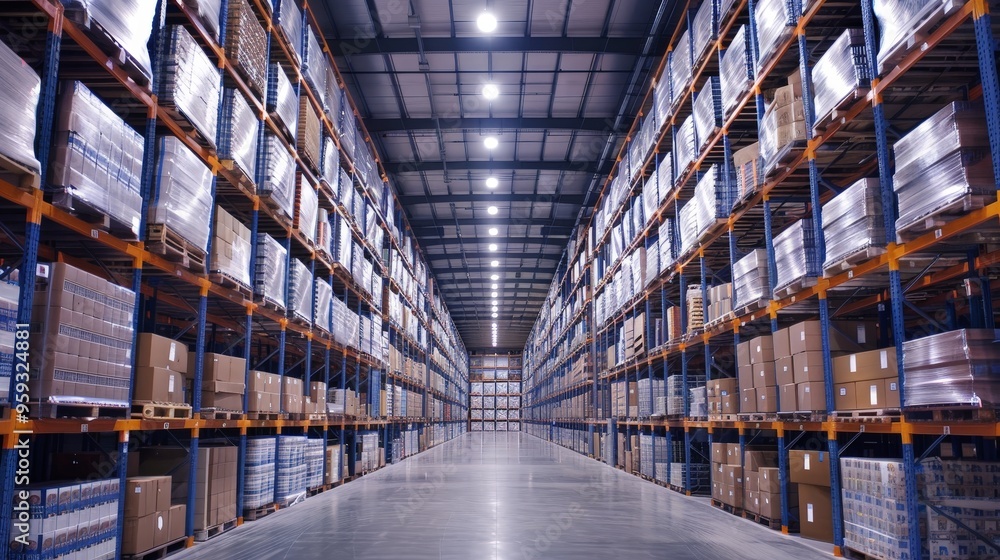 A high-ceilinged warehouse with mezzanine floors to increase storage ...