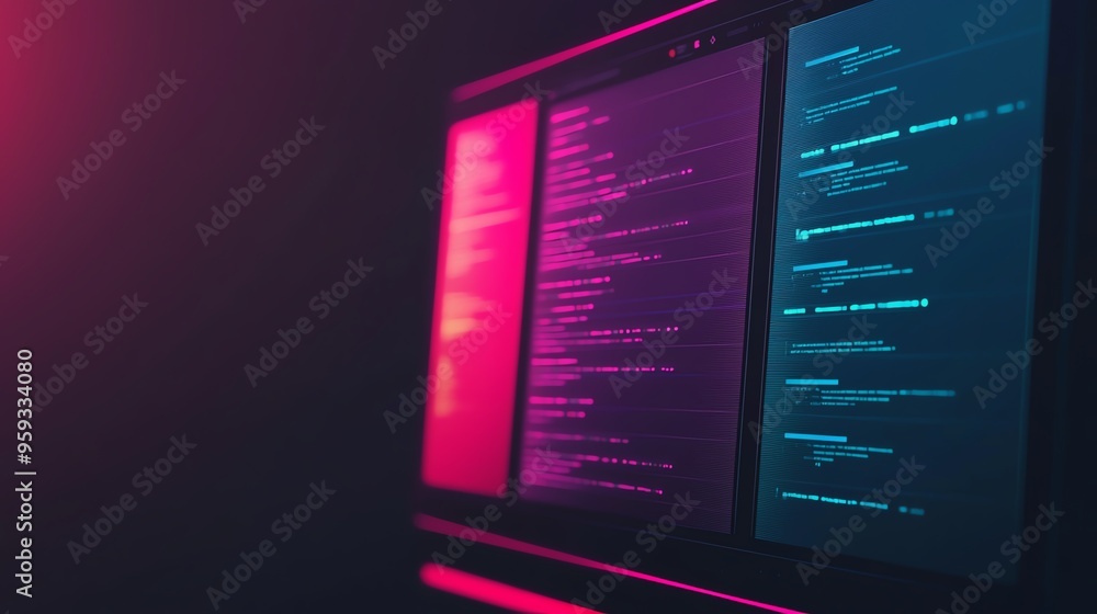 Dark mode website layout with glowing elements, trendy web design ...