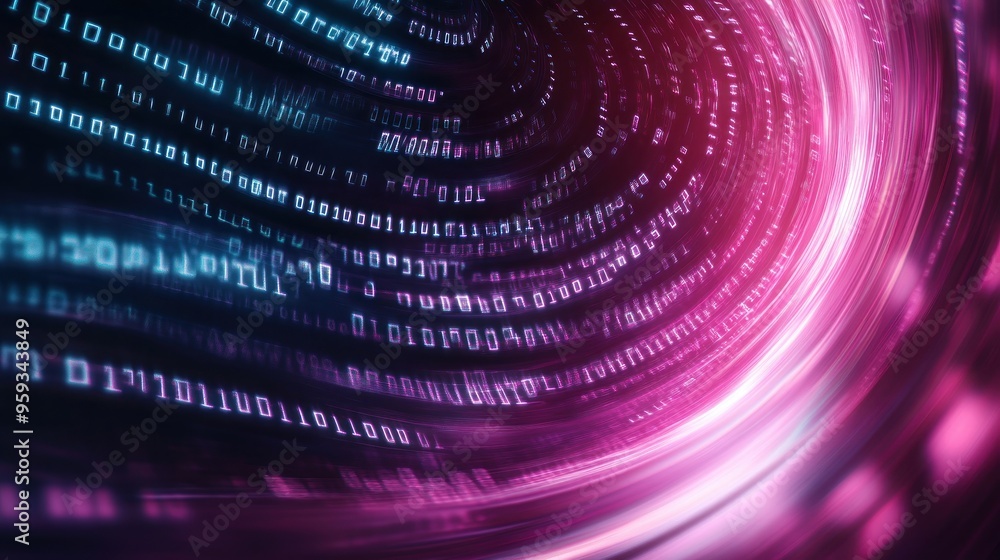 Abstract Representation of High-Speed Data Transmission Binary Code Flowing Through a Digital ...