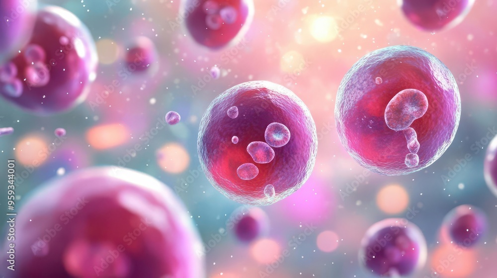 Digital art of stem cells differentiating in a vibrant environment ...