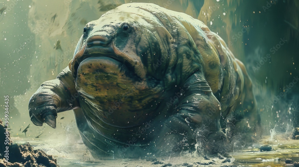 Primeval Behemoth: A colossal reptilian creature traverses a ...