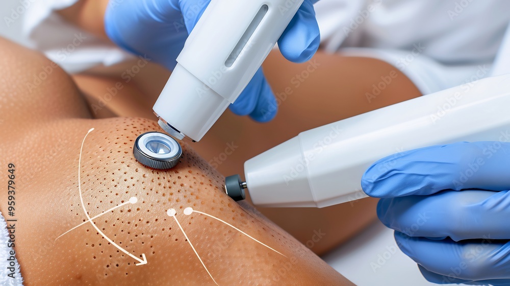 Closeup photography of dermatoscope examining a patients skin ...