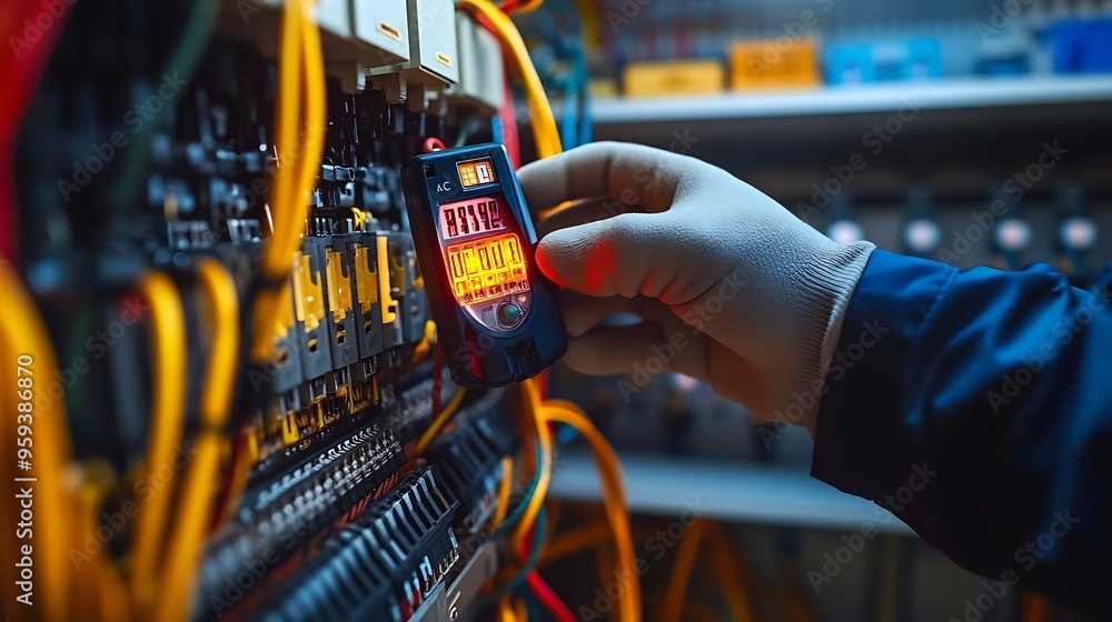 Electricity and electrical maintenance service Engineer hand holding AC ...