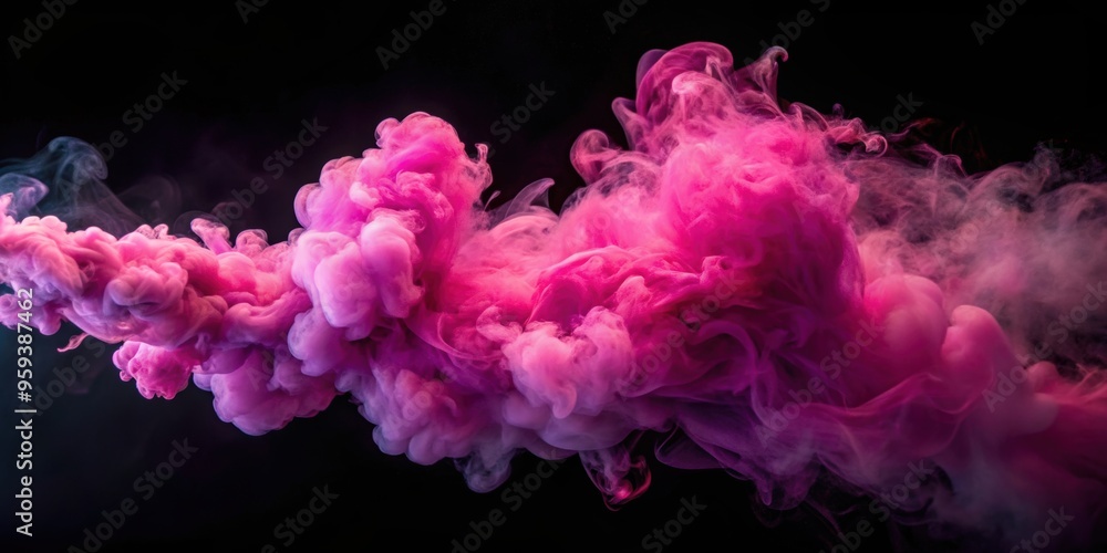 Pink smoke billowing against a dark backdrop, creating a mysterious and ...