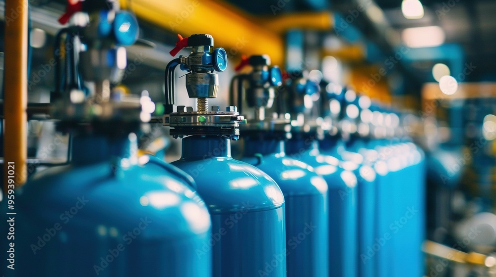 Oxygen Cylinder with Compressed Gas: Blue Oxygen Tanks for Industry ...