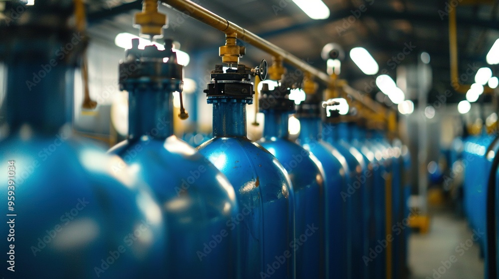 Oxygen Cylinder with Compressed Gas: Blue Oxygen Tanks for Industry ...
