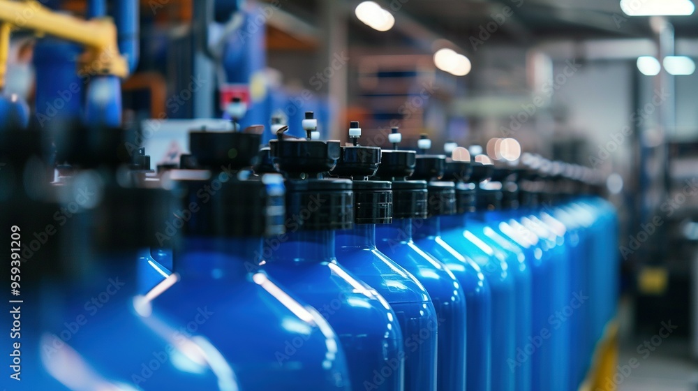 Foto de Blue Oxygen Tanks for Industry: Oxygen Cylinder with Compressed ...