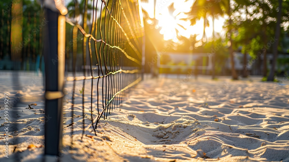 e Net fence around the beach volleyball court iron post for attaching ...