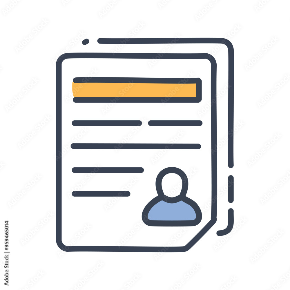 Profile document icon. Hand drawn style icon of a profile document with ...