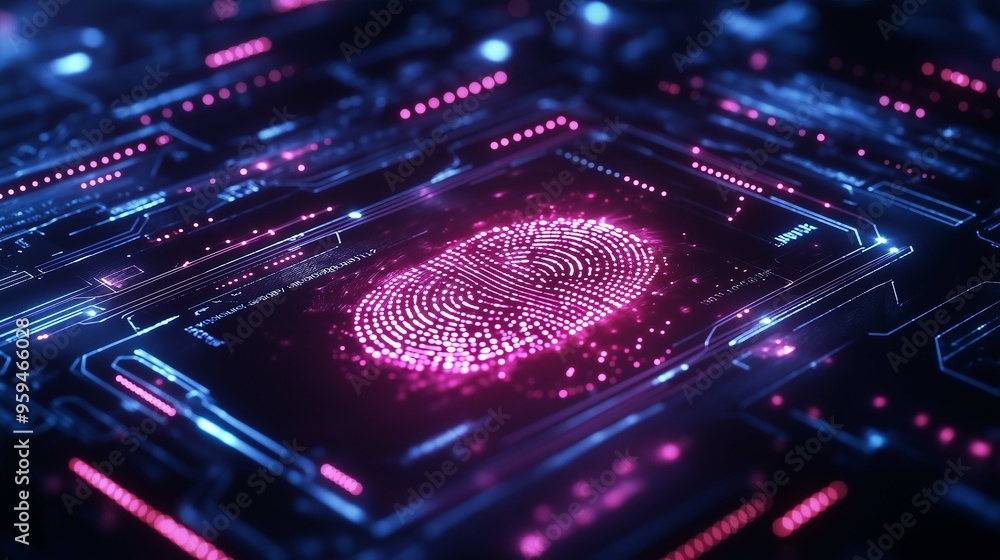 Biometric security flat design, side view, advanced protection theme ...