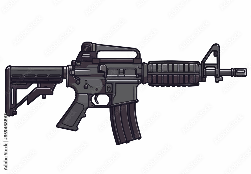M4 Carbine Rifle: Modern Military Assault Rifles Stock Vector | Adobe Stock