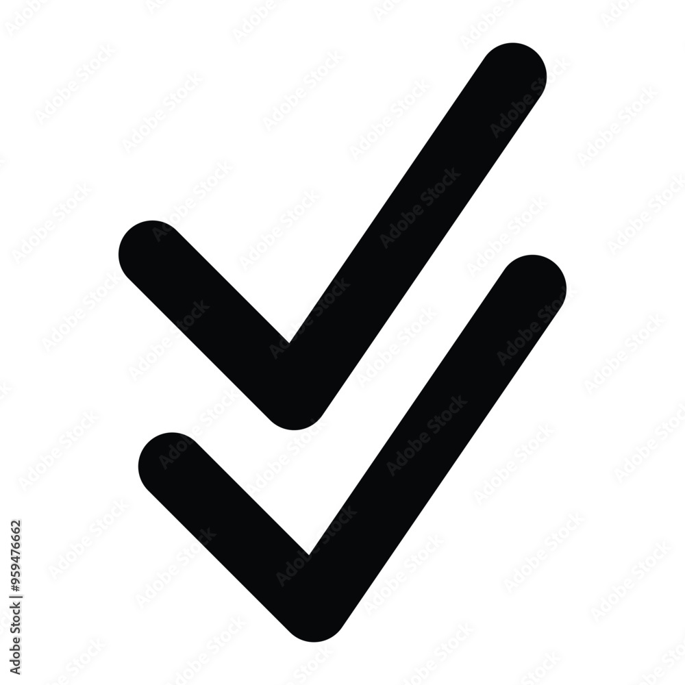 Vetor de Double checkmark vector icon. Simple seen symbol. Double tick ...