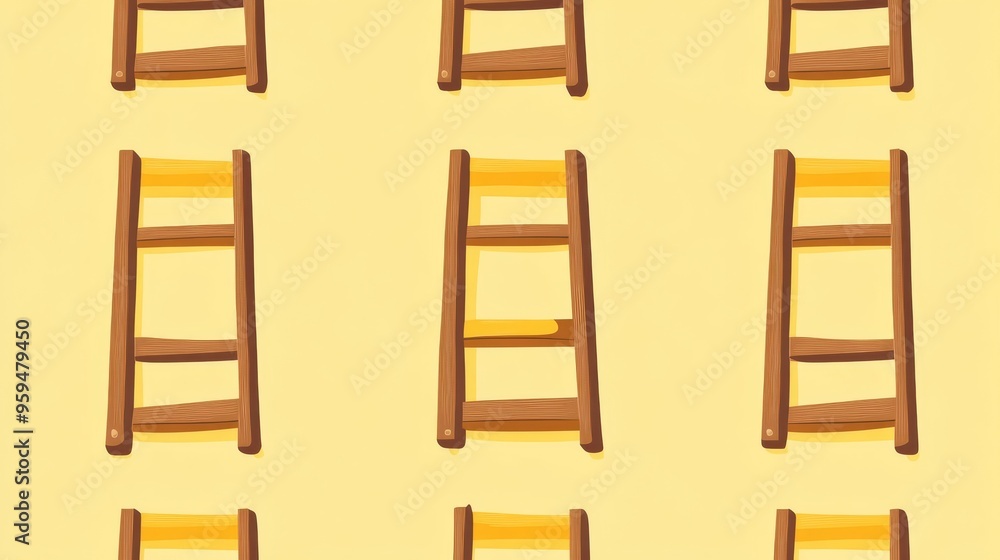 Pattern of ladder icons and ladder equipment in art illustration Stock ...