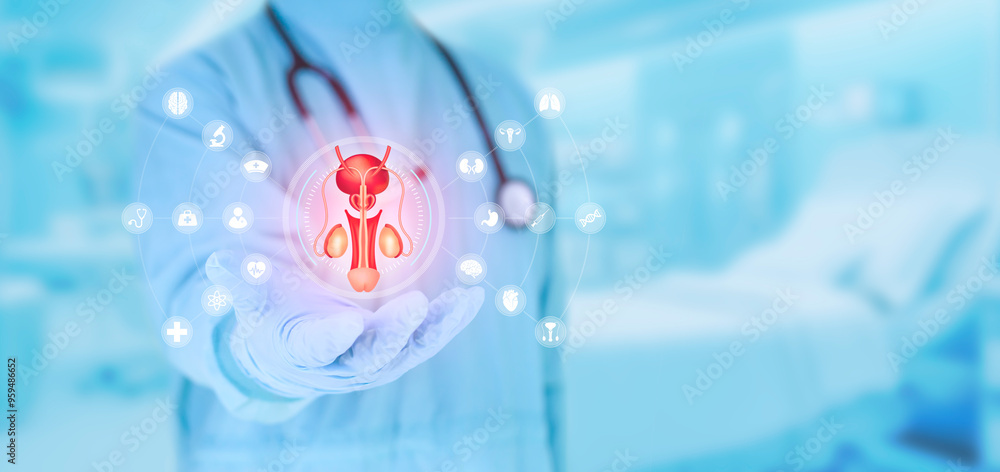 Doctor analyzes male reproductive system. Specialized care for erectile ...