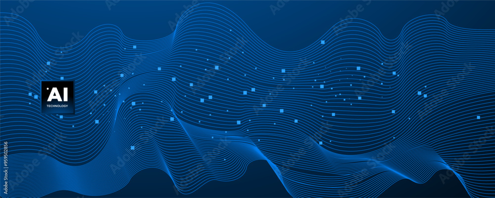 Abstract AI circuit board background. Technology connected blue lines ...