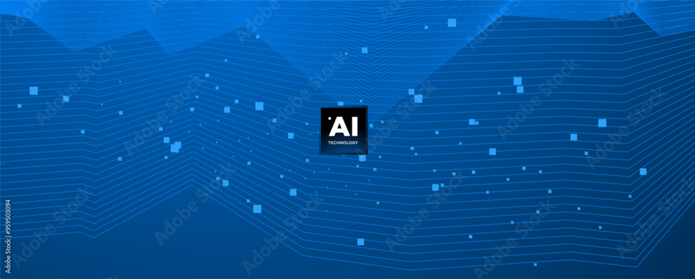 Abstract AI circuit board background. Technology connected blue lines ...