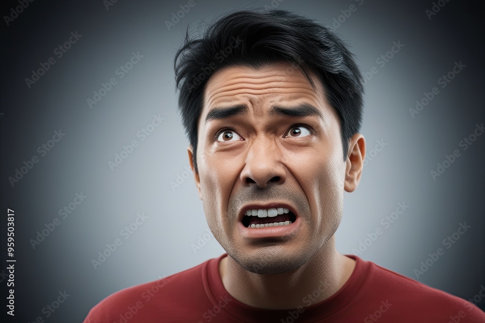 Tense Expression Emoticon Graphic of Fear and Unease Stock Photo ...
