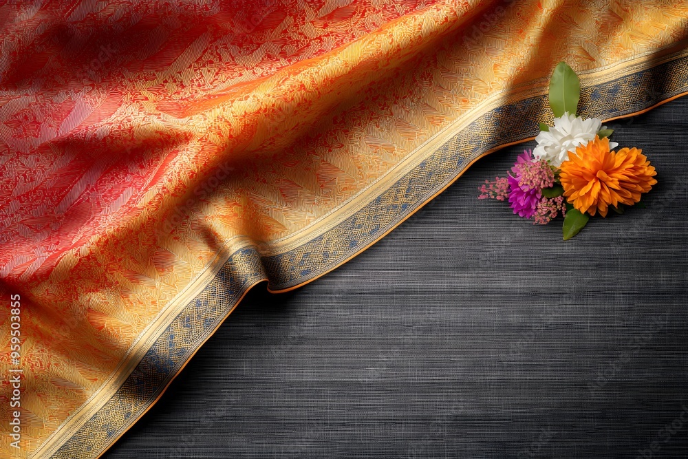 Songket Pattern A woven fabric pattern that incorporates gold or silver ...