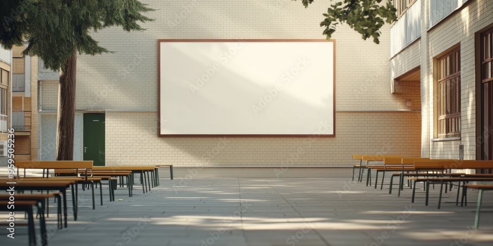 Blank Signboard Model on School Campus Bulletin Board: Showcase Your ...