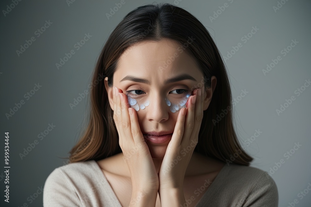 Guarding Tears While Embracing Grateful and Tender Emotions Stock ...