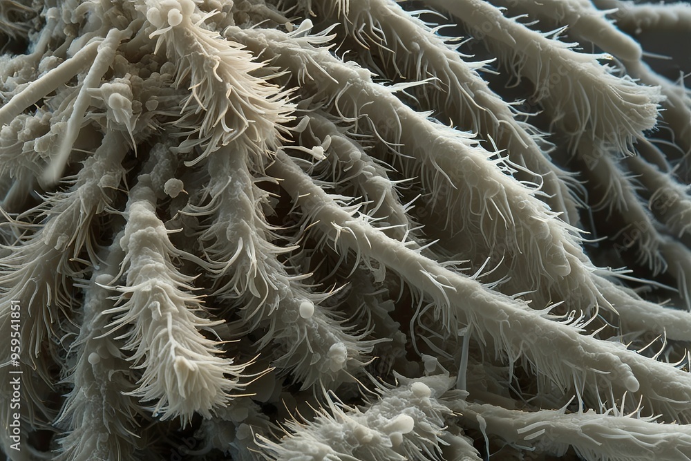 Detailed Examination of Chrysotile Asbestos Fibers Under Microscope ...