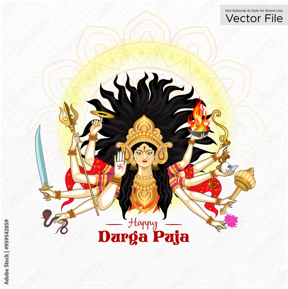 Happy Durga Puja. Background for Navratri festival Goddess Maa Devi ...
