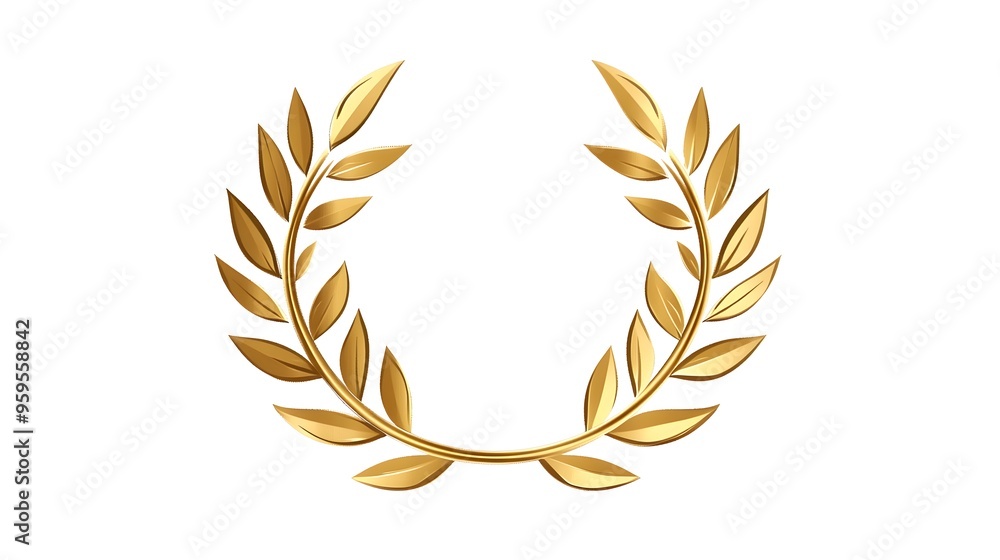 Golden laurel wreath symbol of achievement and excellence, isolated on ...