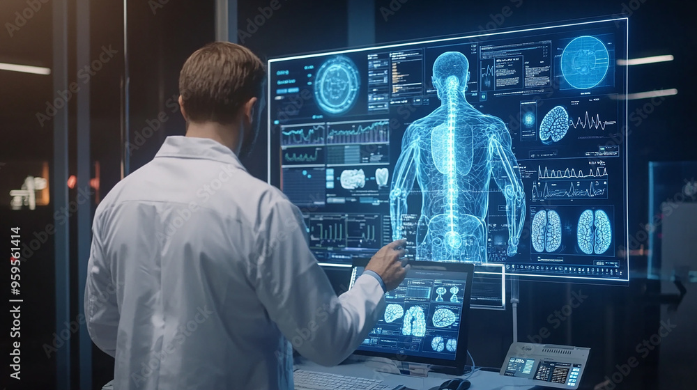 Doctor use computer AI technology support for personalized patient ...