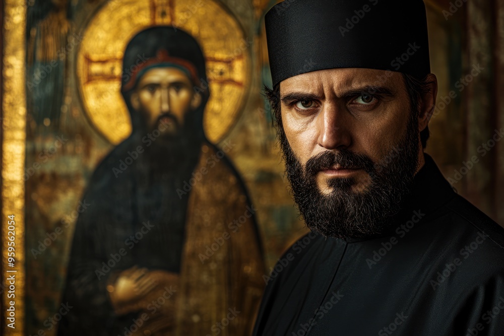 Sacred icon: A portrait of Saint Josaphat, capturing the revered image ...