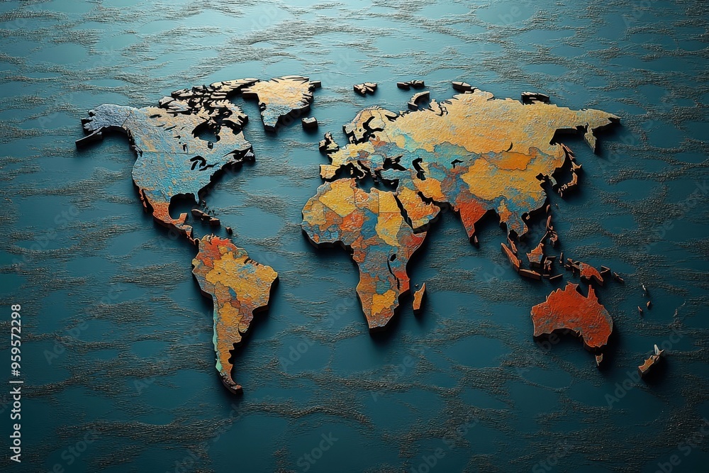 A fragmented world map slowly coming together with the United States at ...