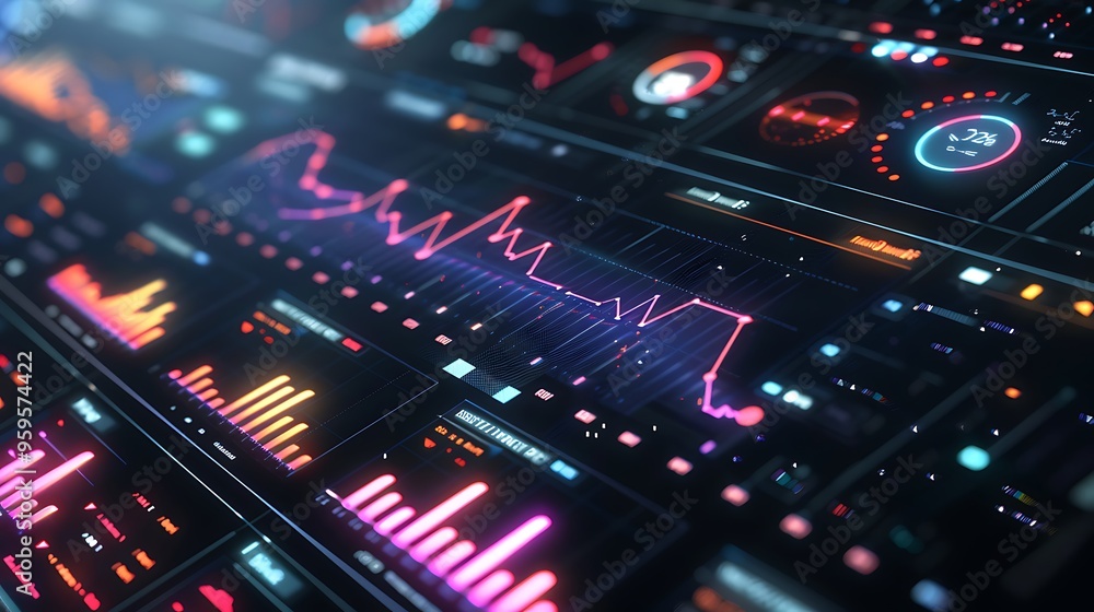 Futuristic Interface Technology with Digital Chart Diagram Graphics ...