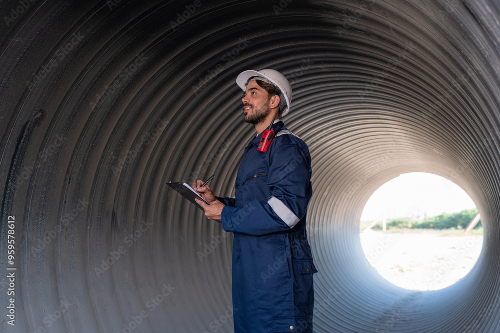 Mechanical engineer wearing safety uniform checking and inspection ...