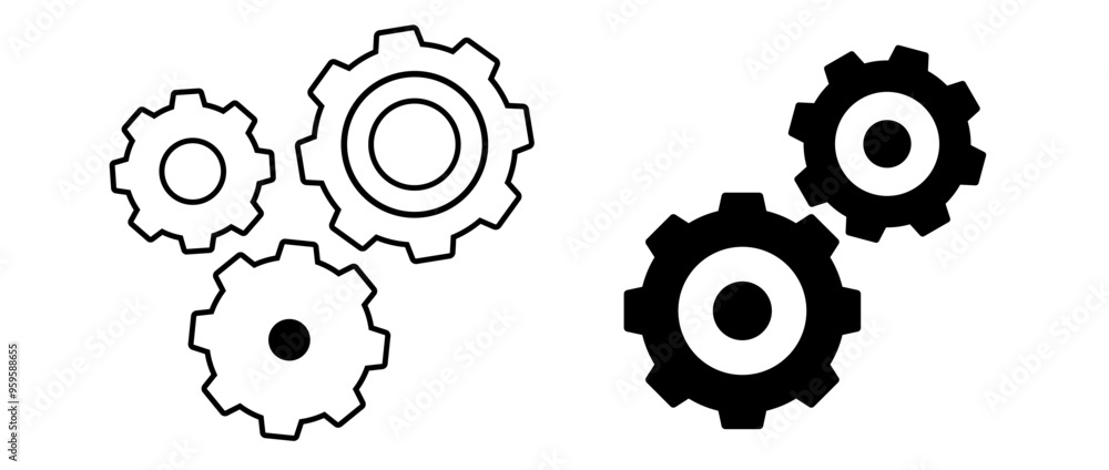 Gear cogwheel functions system pictogram vector icon simple graphic ...