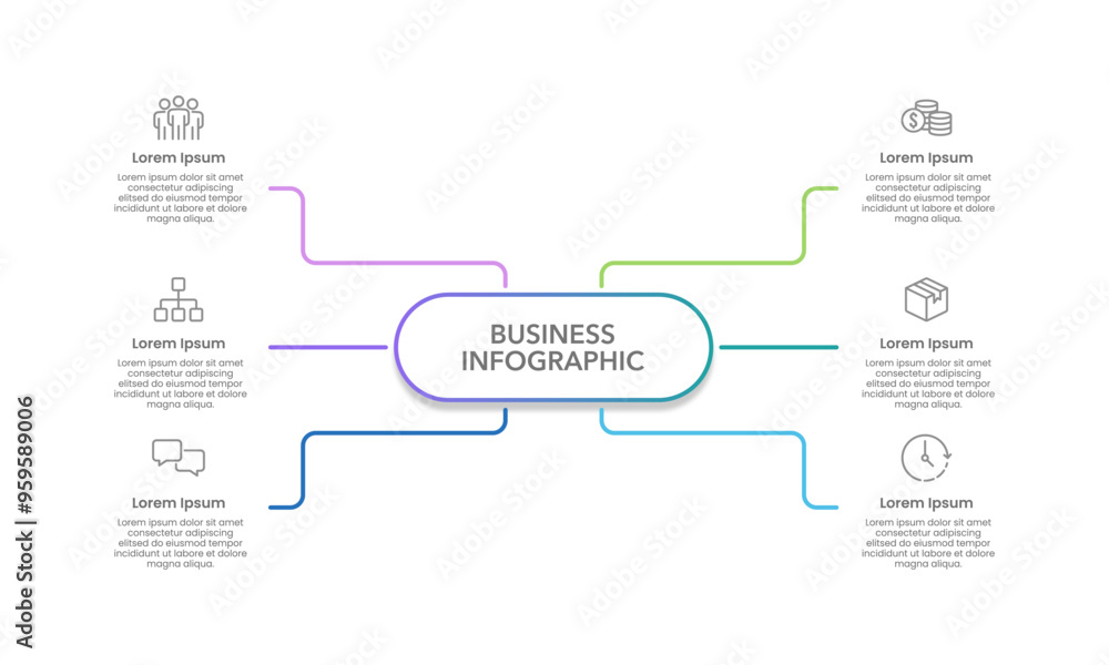 6 process infographic design template. Business presentation, diagram ...