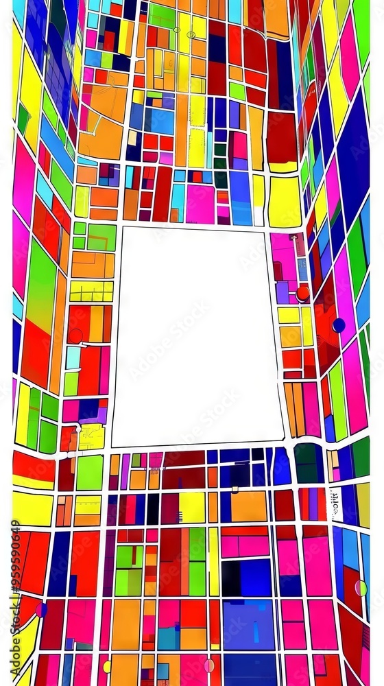 central white blank rectangle for text, Map UI screen like Google Maps ...