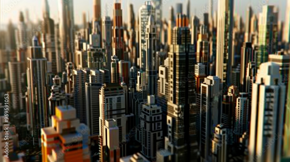 city high-rise buildings, skyscrapers, horizontal view angle, realism ...