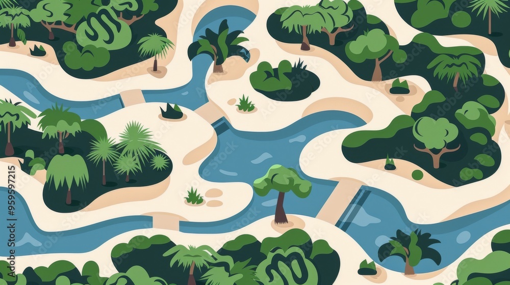 "Elegant Vector Illustration of Six Unique Islands: A Top-Down View for ...