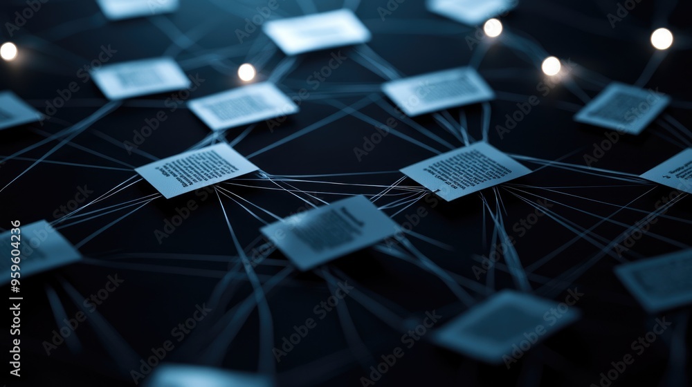 Photo & Art Print Tangled web of fake news labels connected by strings ...