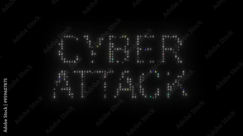 CYBER ATTACK text made from symbols with technology glitch effect ...