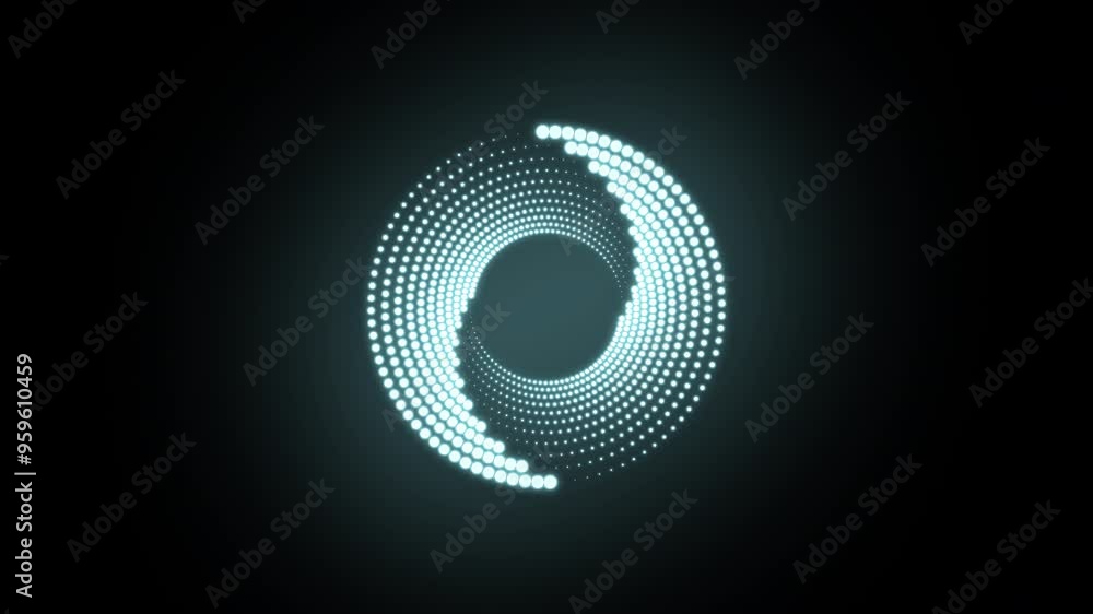 Glowing blue light ring. Futuristic loading circles and dots animation ...